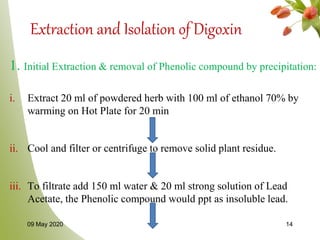 Extraction , Isolation and Structure Elucidation of Digoxin | PPTX