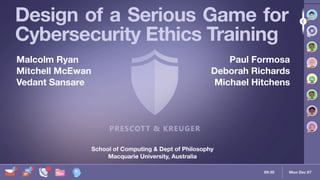 Design of a Serious Game for Cybersecurity Ethics Training | PDF