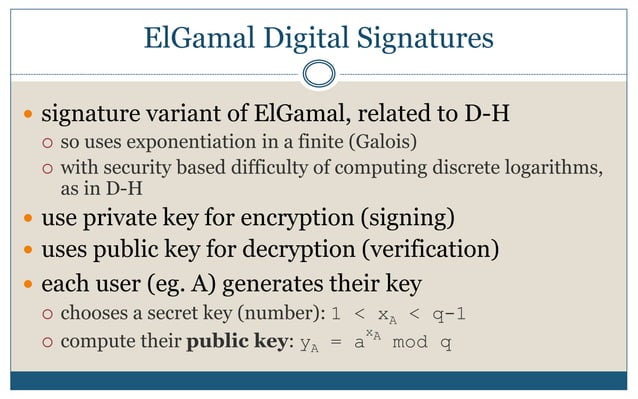 Elgamal Digital Signature | PPT | Computing | Technology & Computing
