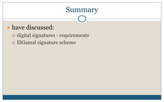 Elgamal Digital Signature | PPT