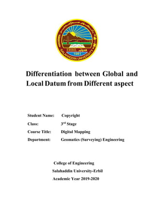 Differentiation between Global and Local Datum from Different aspect | PDF