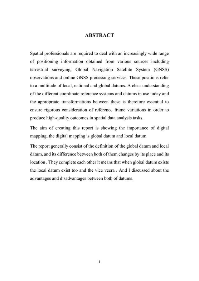 Differentiation between Global and Local Datum from Different aspect