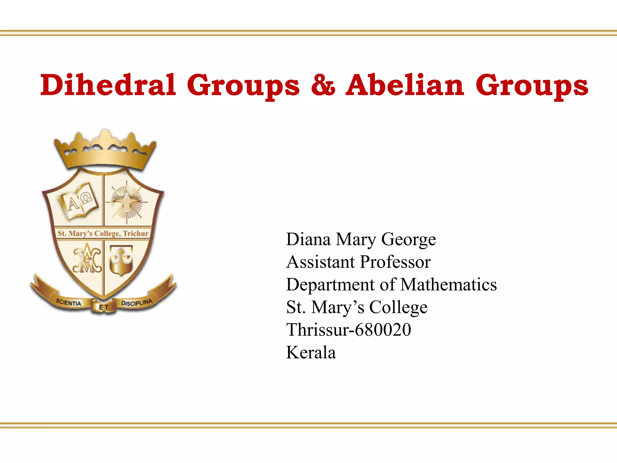 Dihedral groups & abeliangroups | PDF