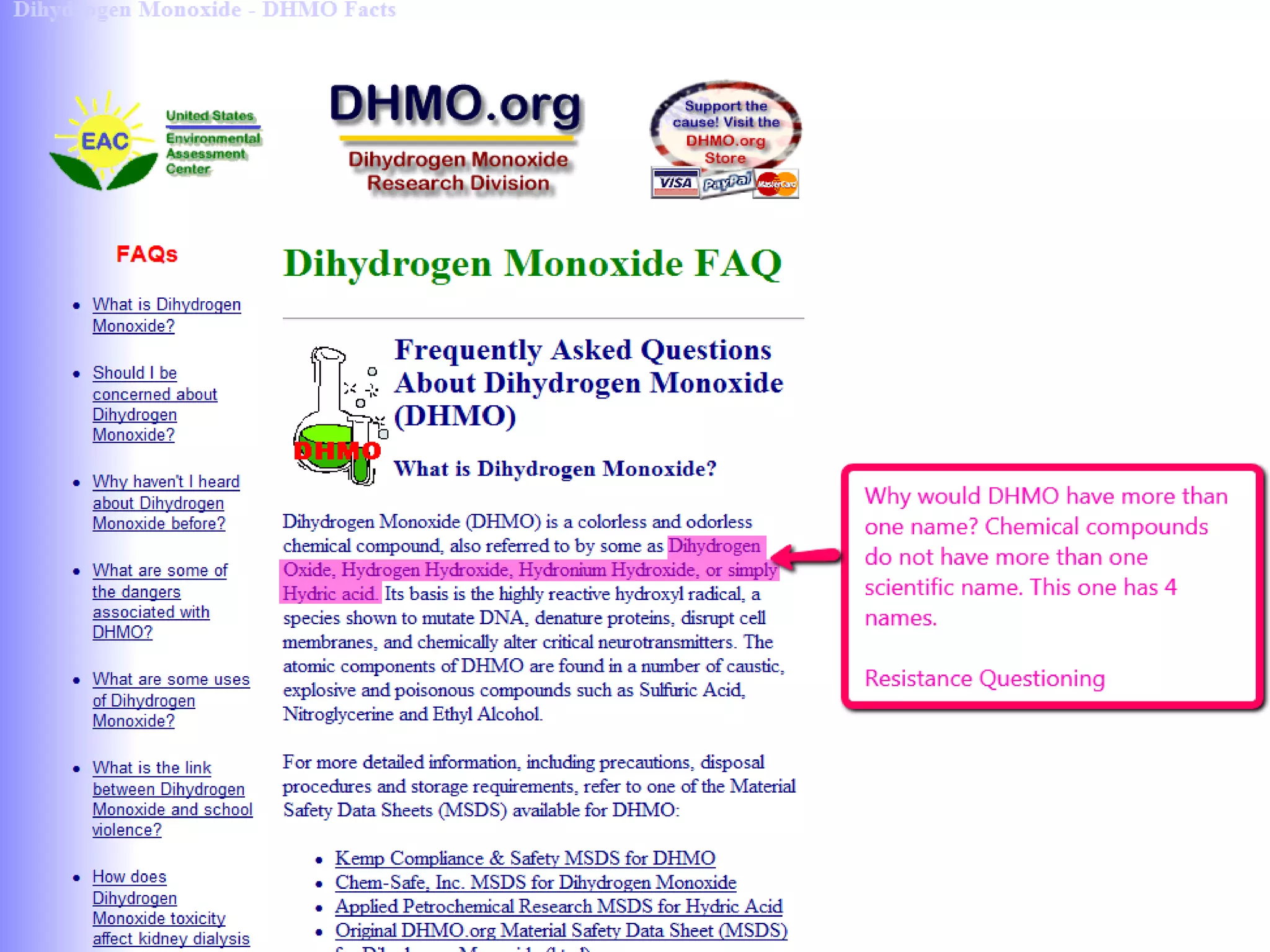 Dihydrogen monoxide ThinkAloud | PPTX