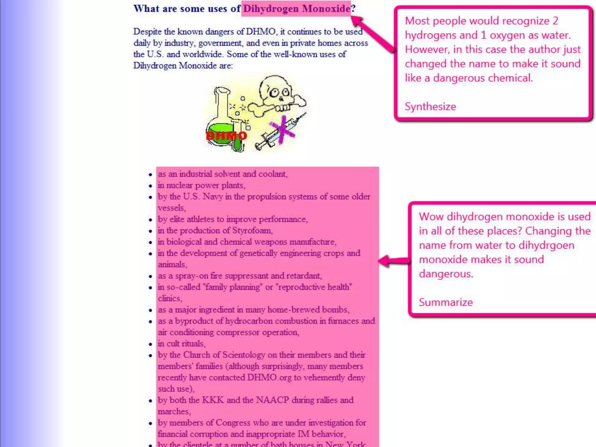 Dihydrogen monoxide ThinkAloud | PPTX