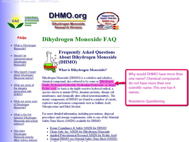 Dihydrogen monoxide ThinkAloud | PPTX