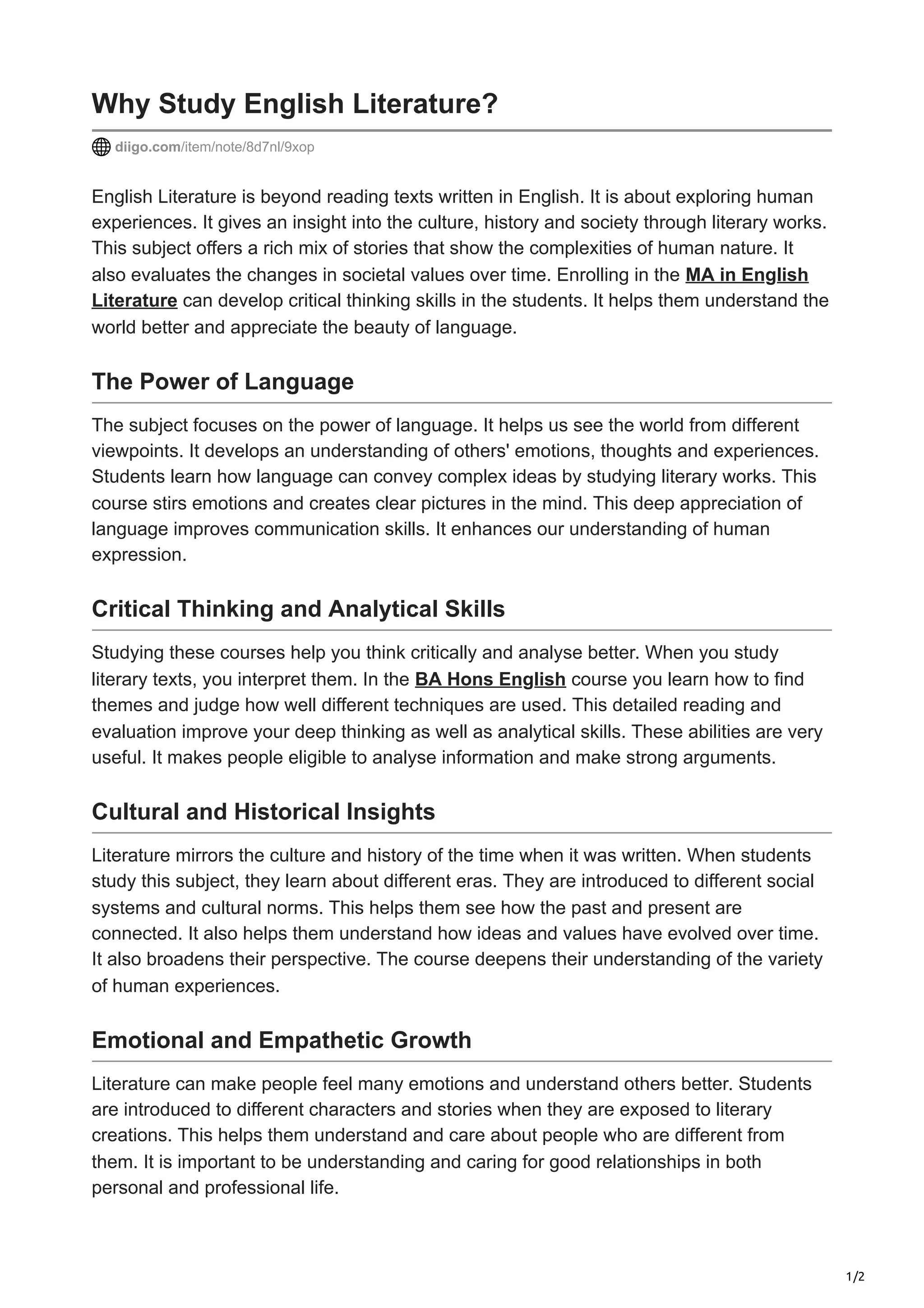 Why Study English Literature in jnujaipur? | PDF