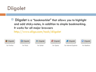 Diigo | Diigolet Getting Started Tutorial | PPT