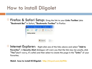 Diigo | Diigolet Getting Started Tutorial | PPT
