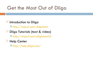 Diigo | Diigolet Getting Started Tutorial | PPT