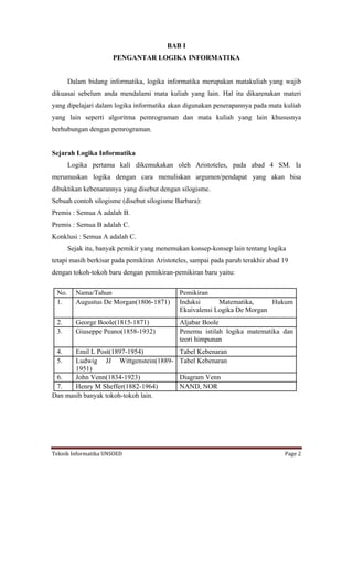 Diktat logika informatika unsoed | PDF
