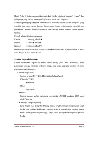Diktat logika informatika unsoed | PDF