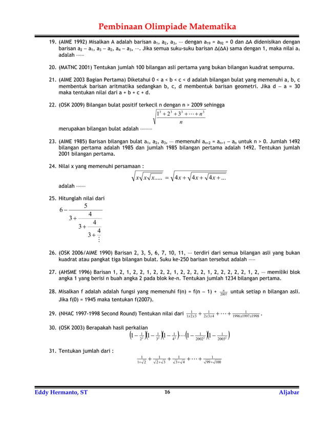 Diktat pembinaan olimpiade_matematika_ma | PDF