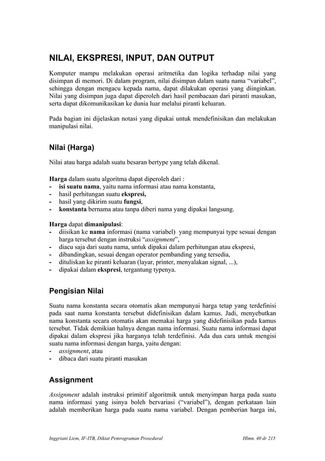 Diktat Prosedural Dasar Pemrograman draft | PDF