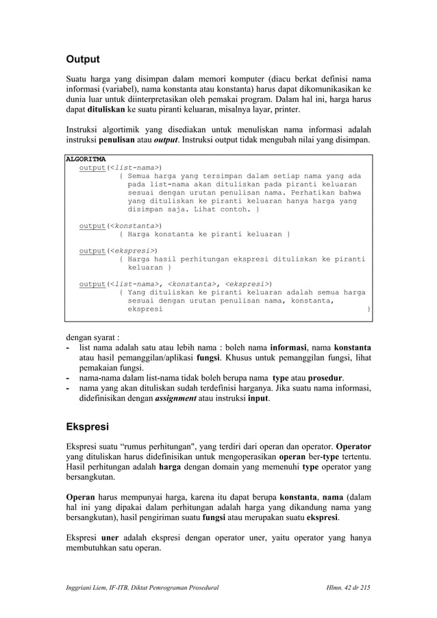 Diktat Prosedural Dasar Pemrograman draft | PDF