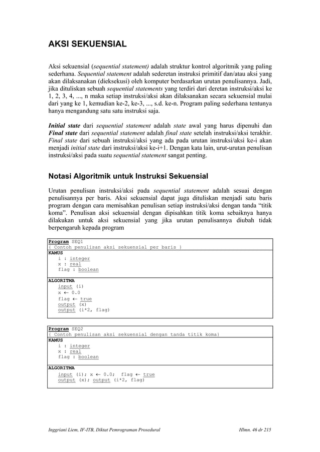 Diktat Prosedural Dasar Pemrograman draft | PDF