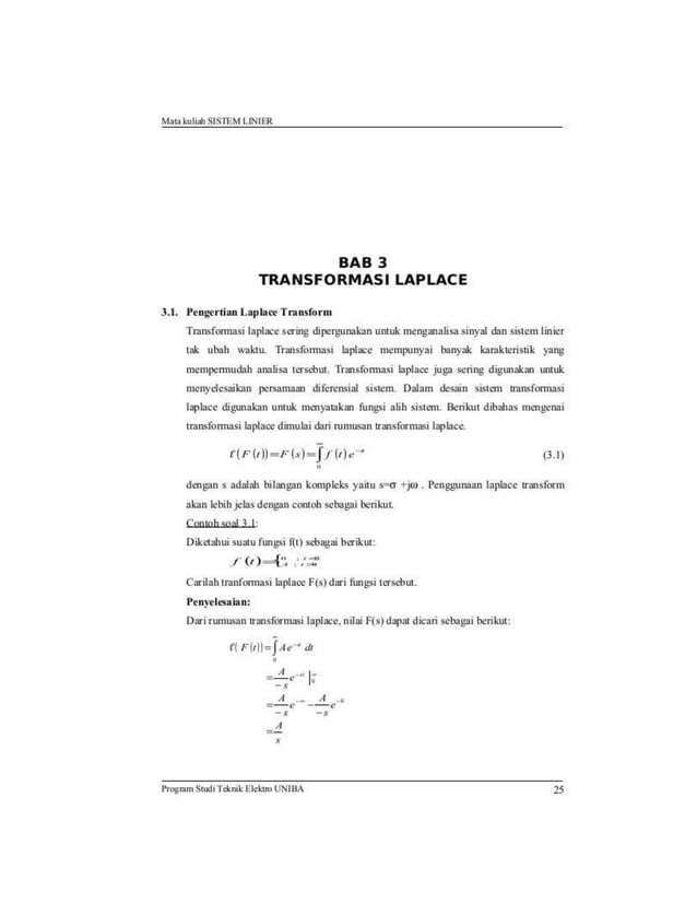 Diktat sistem linier | PDF