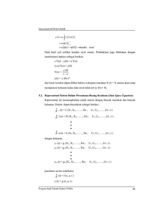 Diktat sistem linier | PDF