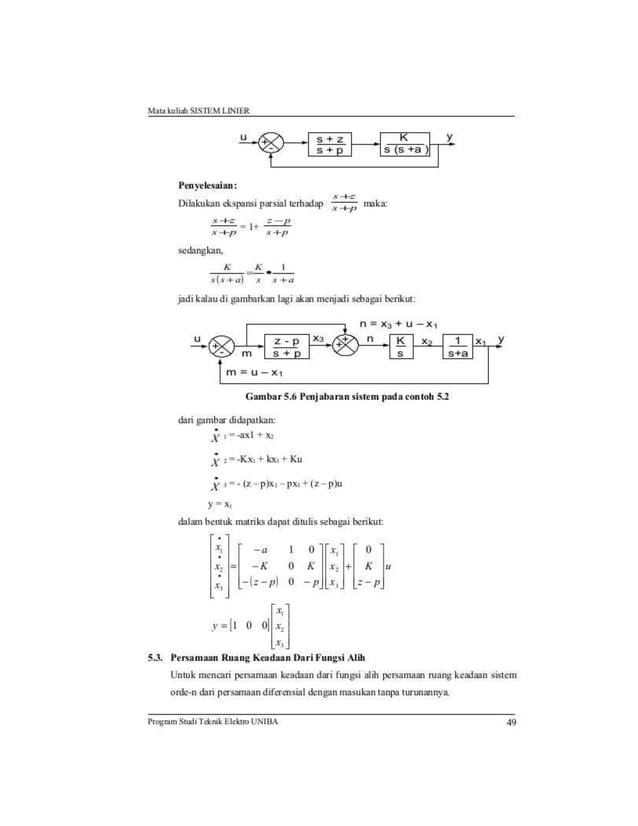 Diktat sistem linier | PDF