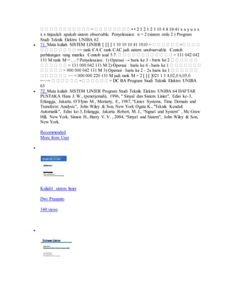 Diktat sistem linier | PDF