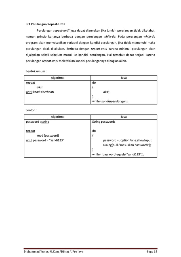 Diktat Algoritma Pemrograman Java | PDF