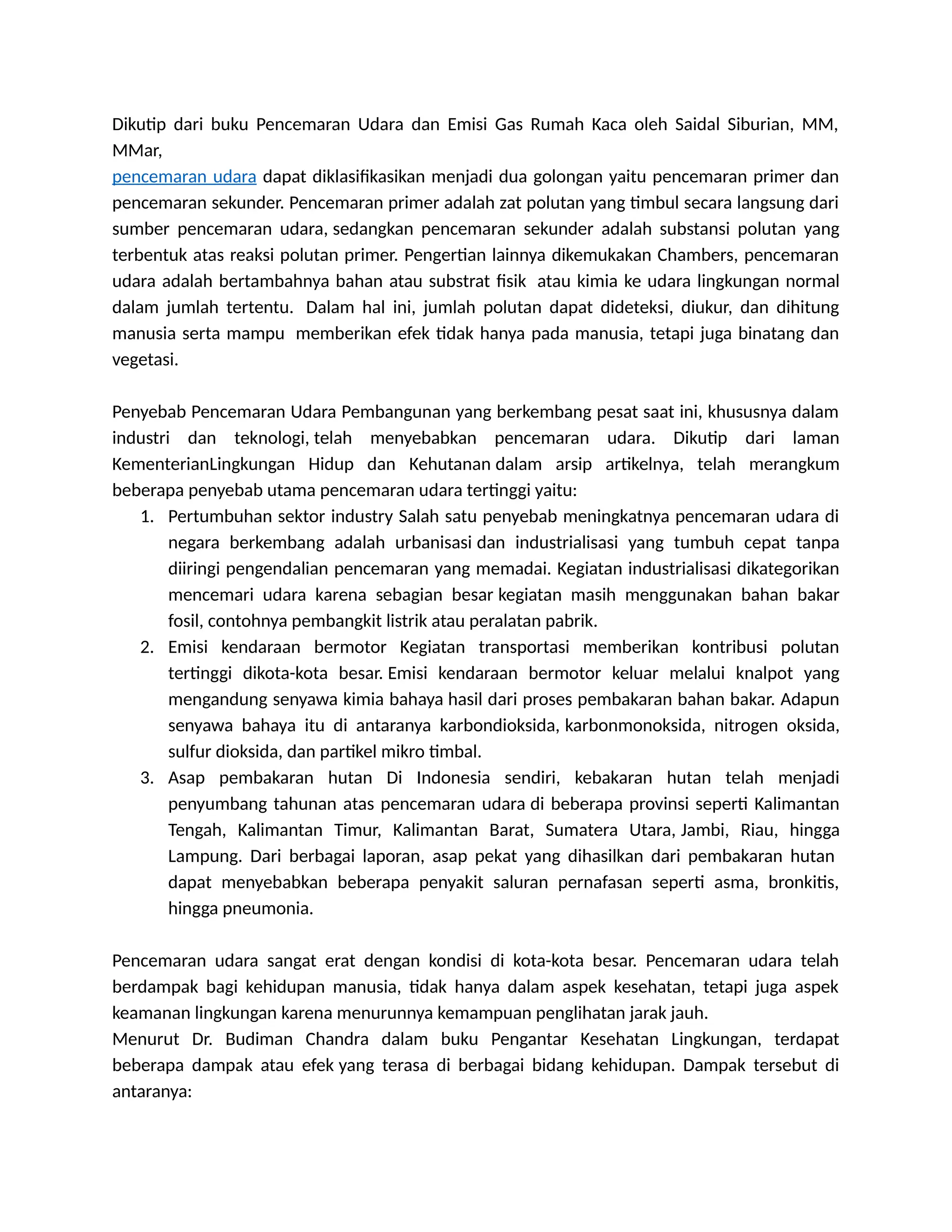 Pencemaran Udara dan Emisi Gas Rumah Kaca | DOCX