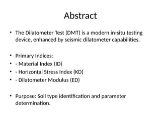 Dilatometer Test in Geotechnical engineering an over view .pptx