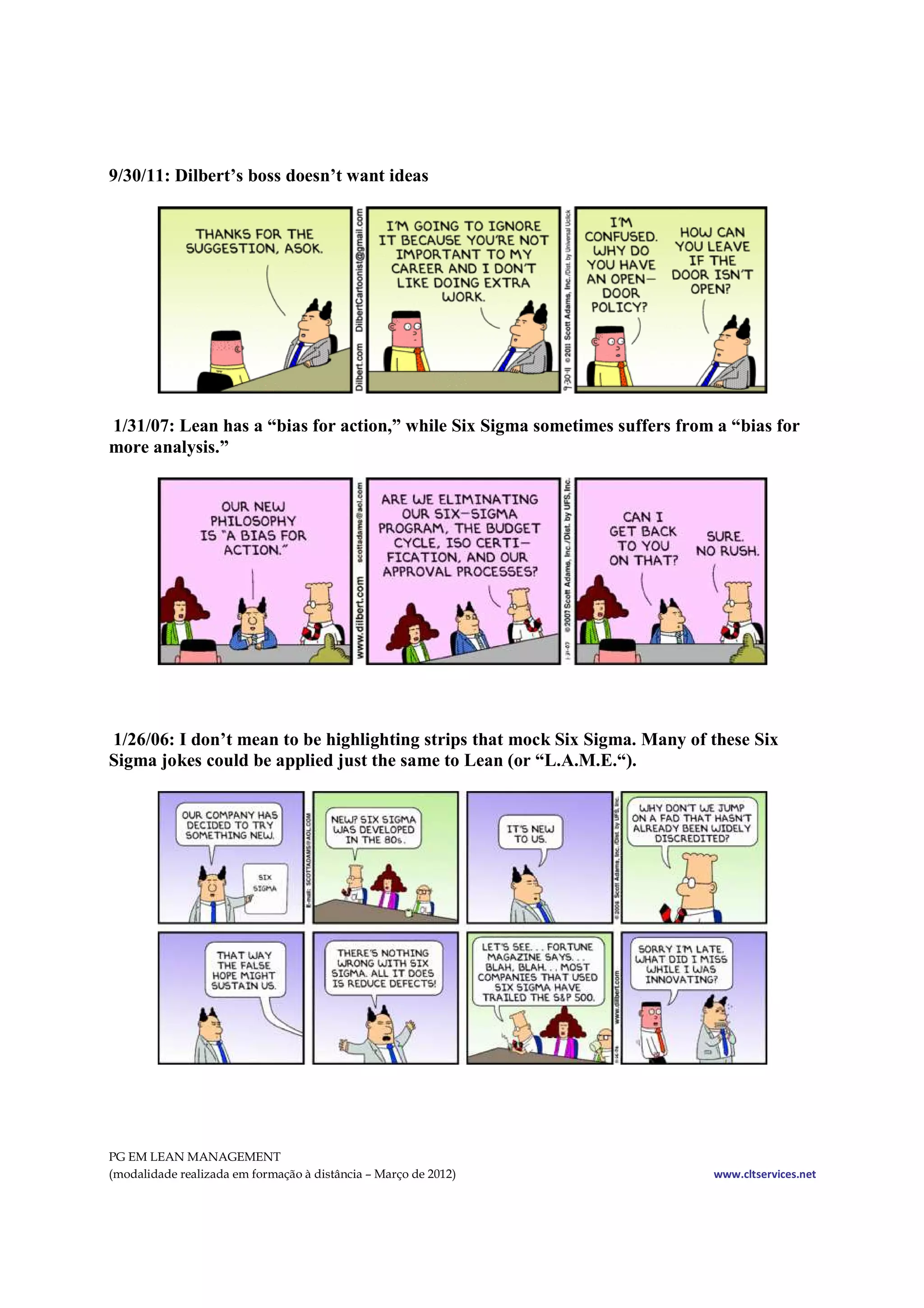 Dilbert cartoons on lean six sigma | PDF