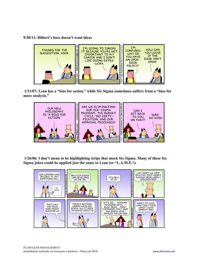 Dilbert cartoons on lean six sigma | PDF | Business | Business and Finance