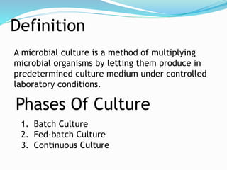 microbial culture and its growth kinetics | PPTX