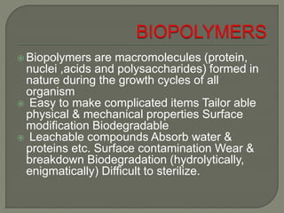 Dileep kumar banjare ; biopolymers | PPTX