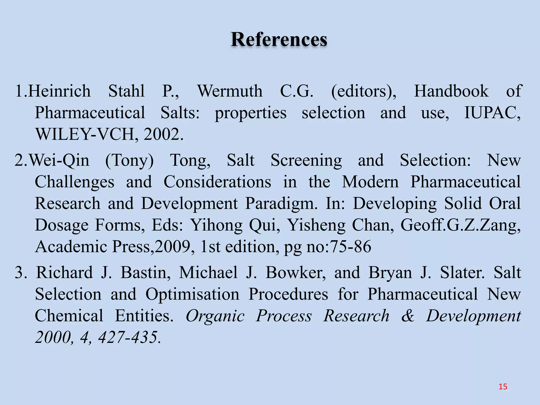 salt selection in pharmaceutical product development | PPTX