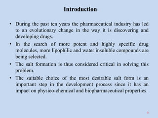 salt selection in pharmaceutical product development | PPTX