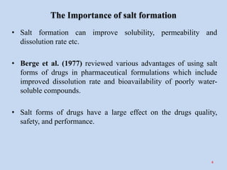 salt selection in pharmaceutical product development | PPTX