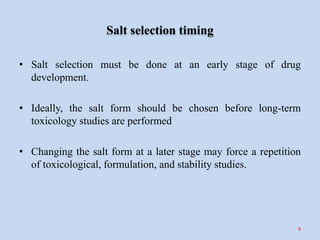 salt selection in pharmaceutical product development | PPTX