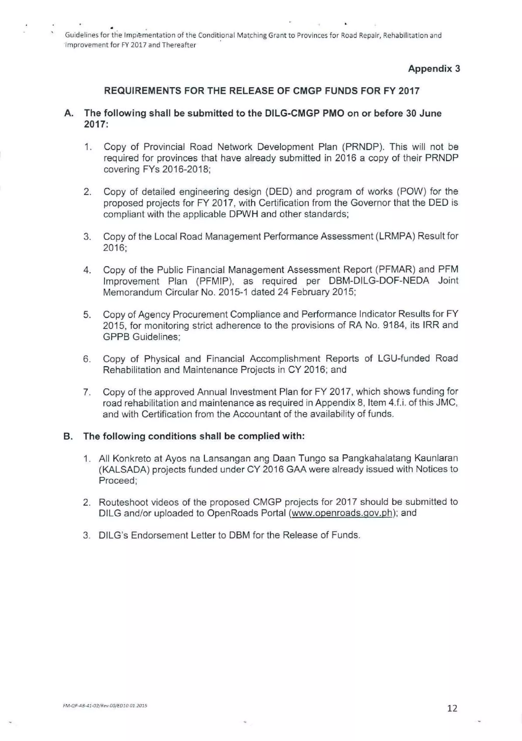 Dilg dbm joint memorandum circular 2017-2 | PDF
