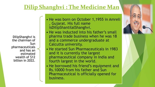 DiLIp Shanghvi(1).pptx | Pharmaceutical Industry | Industries