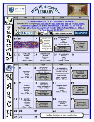 Dillard U. Library Training Classes Reminder Flyer 02 12 10 | PDF