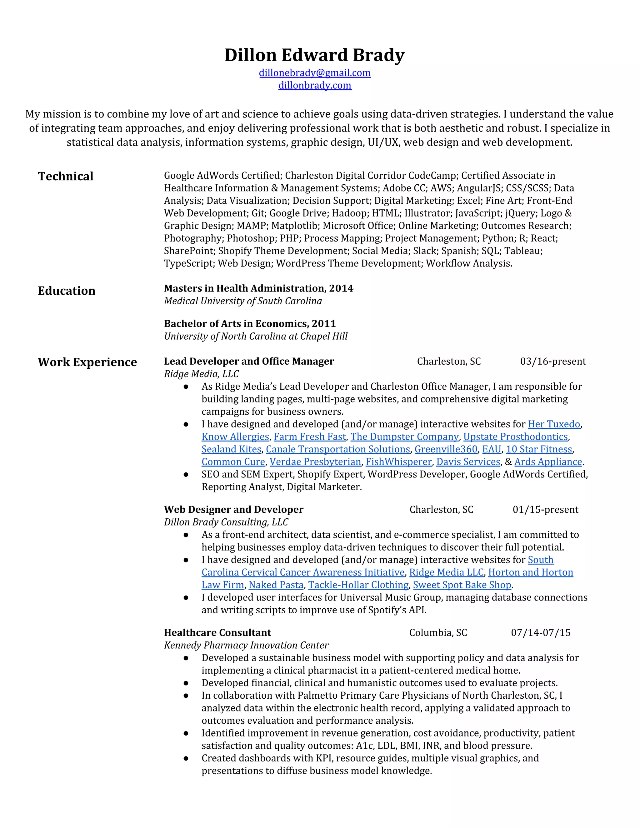 Dillon Brady Resume 2018 | PDF