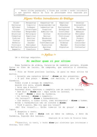 Diálogo verbos introdutores | DOC