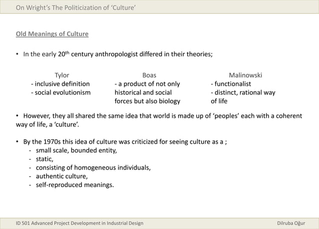 Dilruba ogur-politicization-of-culture-susan-wright | PPTX Dilruba ogur-politicization-of-culture-susan-wright | PPTX
