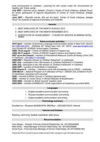 Dilshod madaminov (curriculum vitae) | PDF