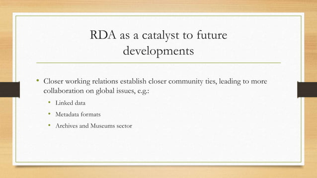 RDA implementation: the new cataloguing standard in Europe - Dilyana ...
