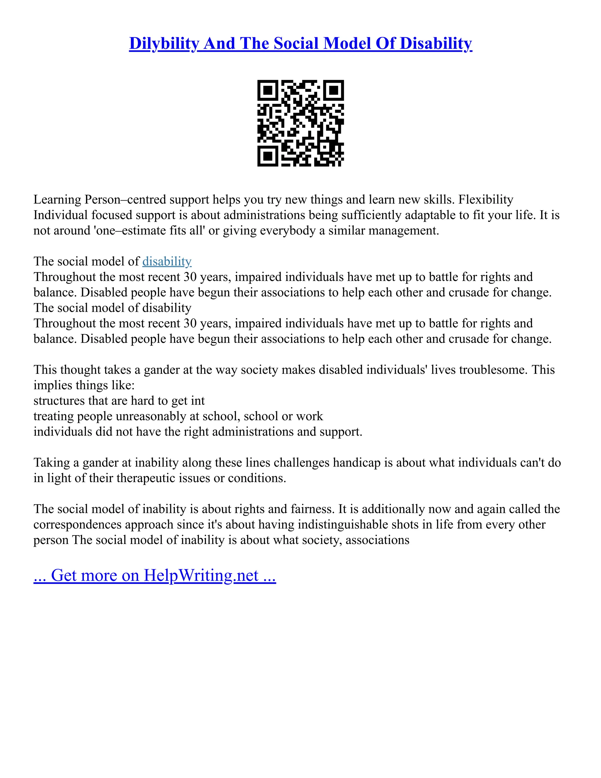 Dilybility And The Social Model Of Disability | PDF
