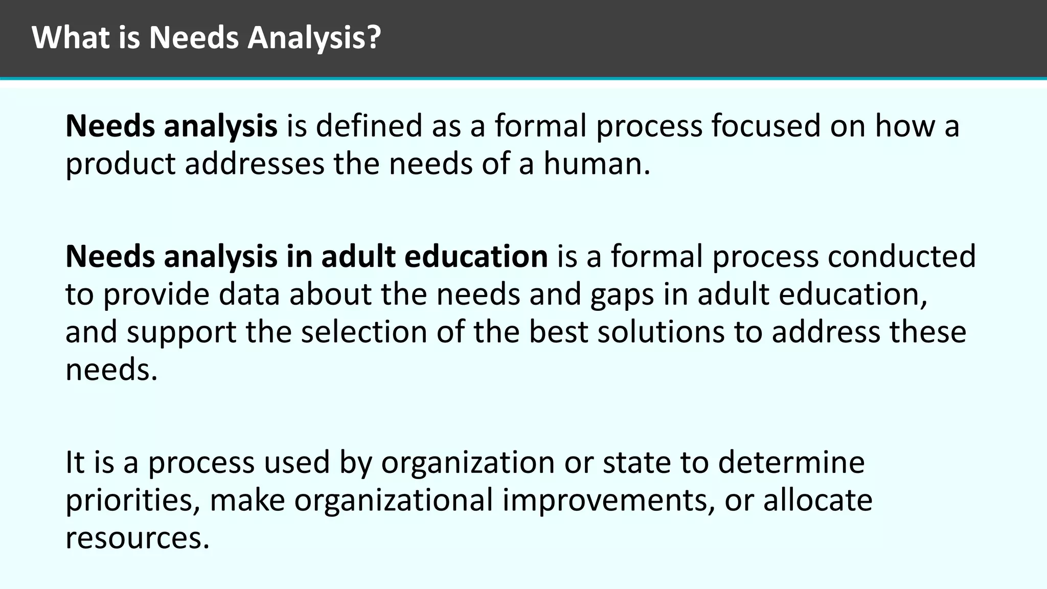 Module 2: Needs Analysis Dima course content | PPTX