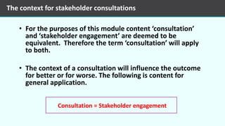 Module 3: Stakeholder & Consultations Dima course content | PPTX