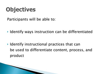 Differentiated Instruction in the Math Classroom | PPT