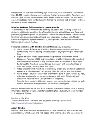 DIMDIM COMMITS TO EDUCATION Open Source Web Conferencing ... | PDF ...