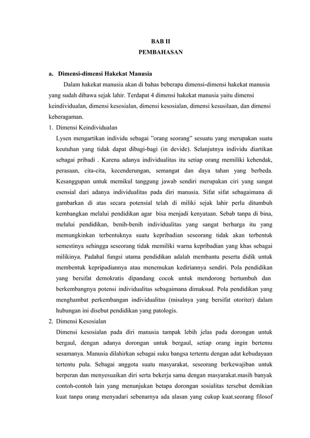 Hakikat Manusia dan Pengembangannya | DOC