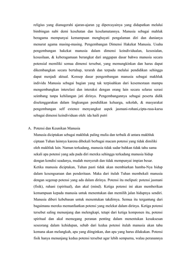 Hakikat Manusia dan Pengembangannya | DOC